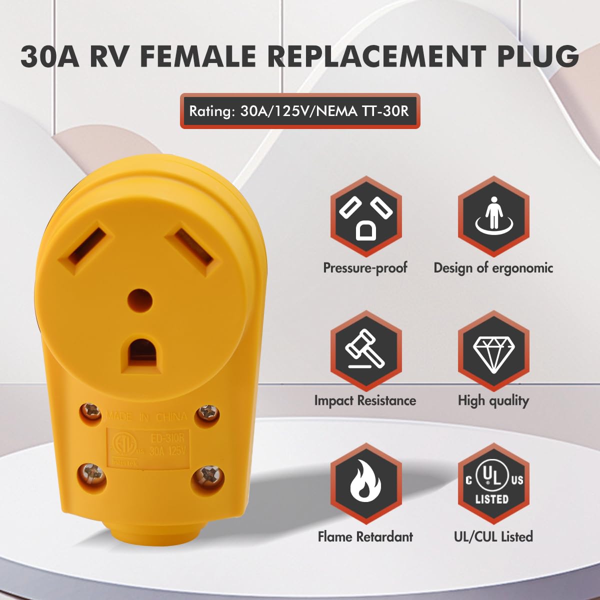Camper Trailer Electrical Plug NEMA TT-30R RV Replacement Female Plug ...