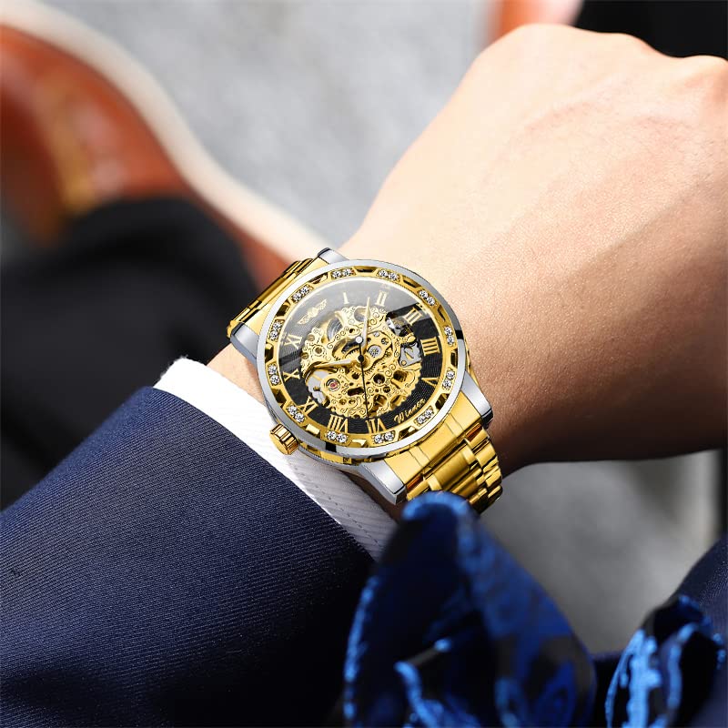 Buy Winner Retro Manual Mechanical Skeleton Watch with Diamond and ...