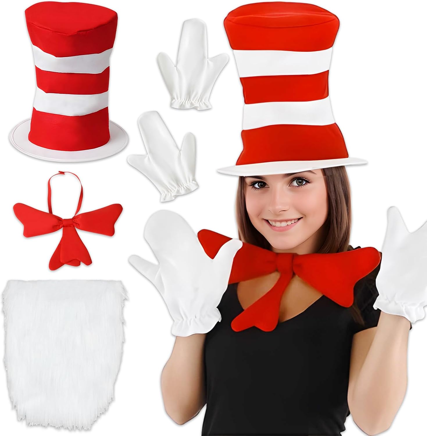 Ficlwigkis Cat in The Hat Fancy Dress Accessories World Book Day ...