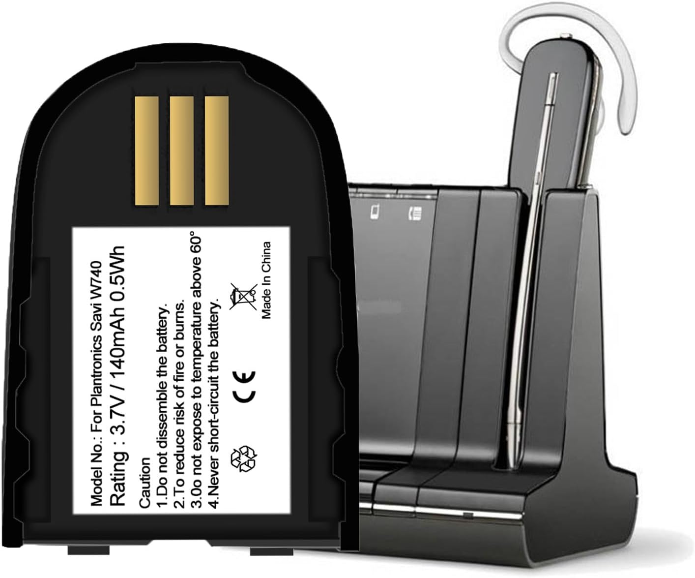 Amazon.com: Replacement Battery for Plantronics Savi W02, W740, W745 ...