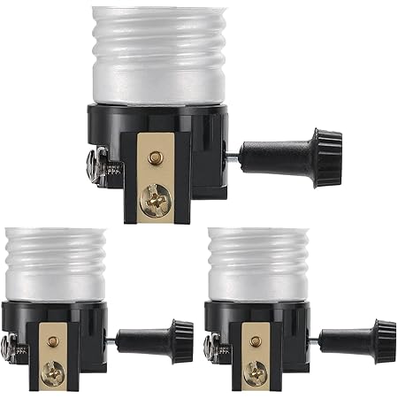 B&P Lamp® Turn-Knob 3-Way Phenolic Socket, Med. Base, has Threaded ...