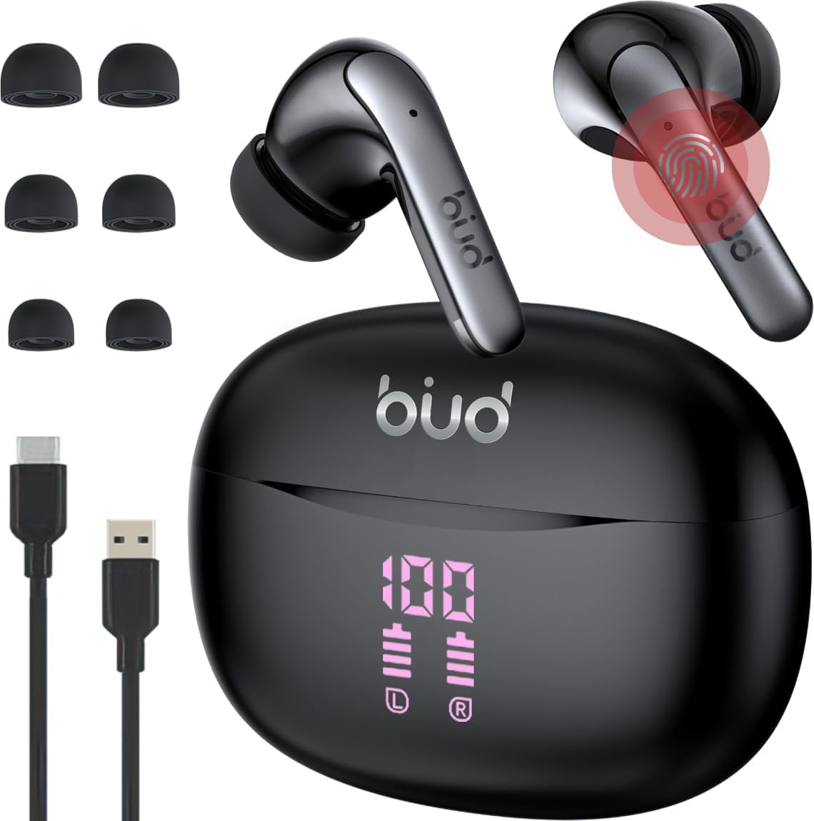 Amazon.com: iBUD Buds, True Wireless Active Noise Cancelling Earbuds ...
