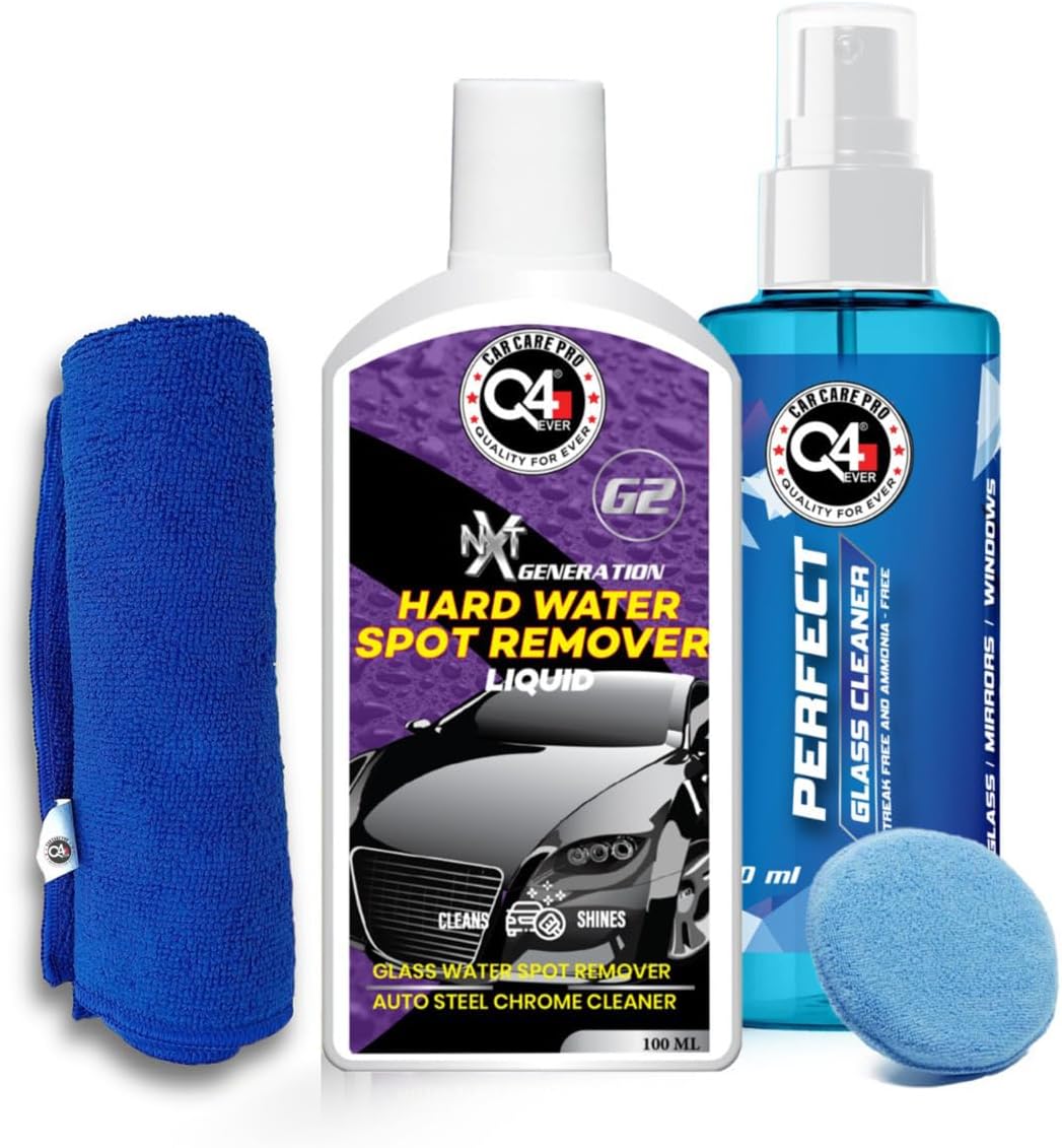 Q4 EVER Auto Care Glass Polish Hard Water Spot Remover (Liquid) 100Gms ...