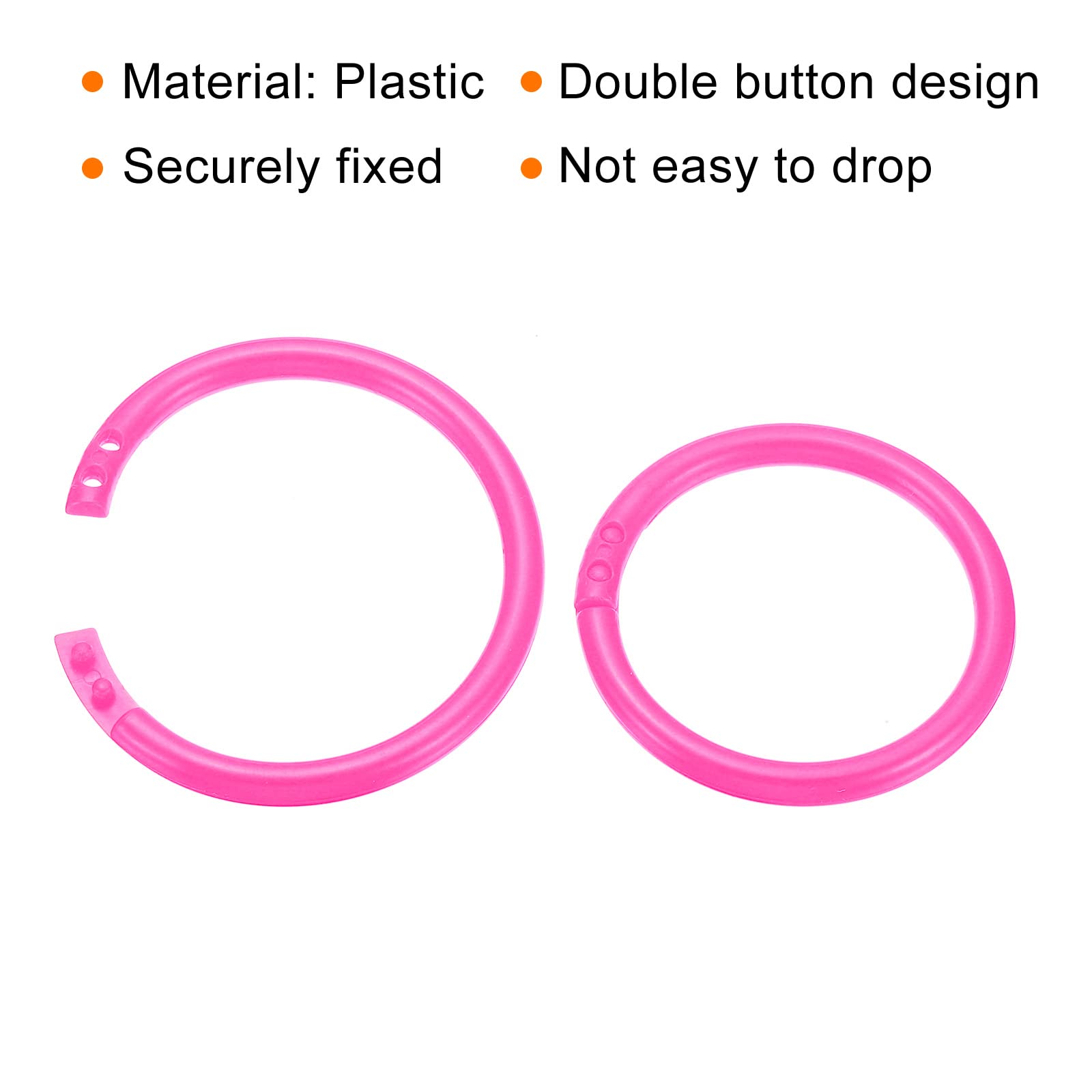 PATIKIL 2″ OD 1.6″ ID Loose Leaf Rings, 100 Pack Binder Ring Plastic O Rings for Book DIY ...