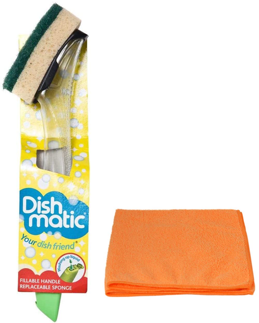 Dishmatic Fillable Washing up Brush and Sponge - Easy Grip Dish Cleaner ...