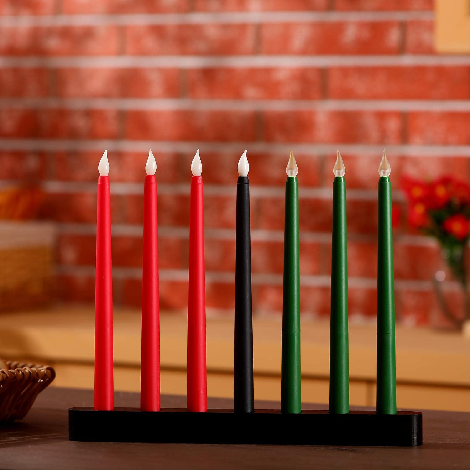 Snapklik.com : 7 Pieces Kwanzaa Kinara Set Flameless Battery Powered ...