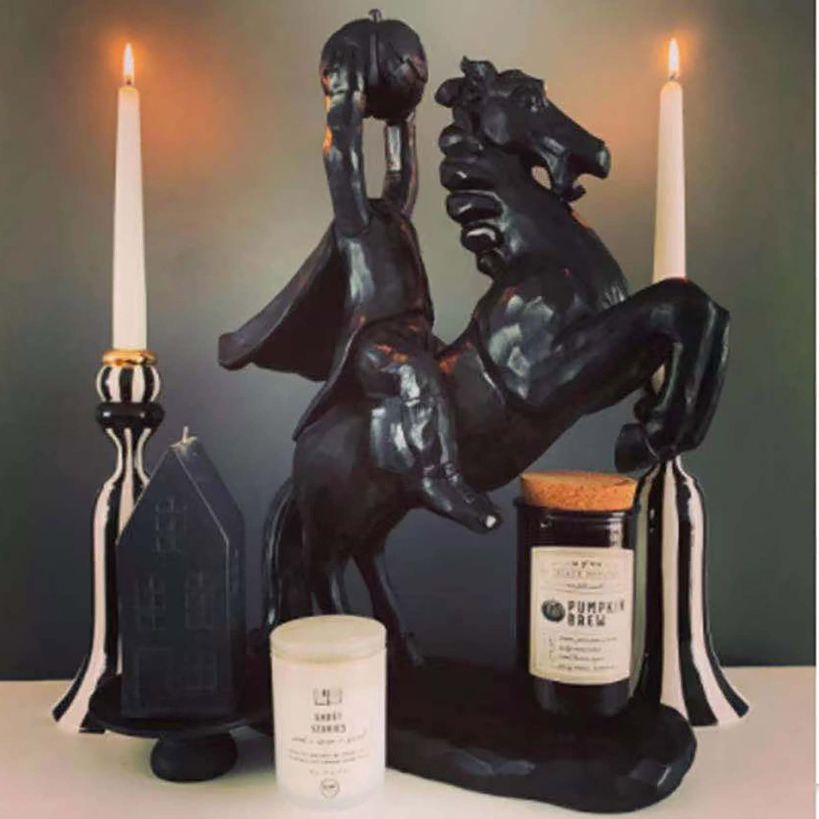 Headless Horseman Statue, Resin Artwork Halloween Village Decor Table ...