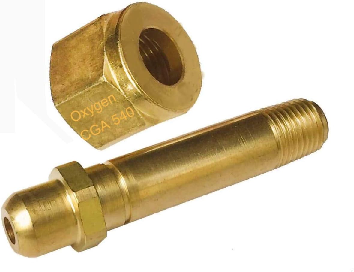 Hand Tight CGA-540 Nut & Nipple, Oxygen Regulator Inlet Bottle/Cylinder ...