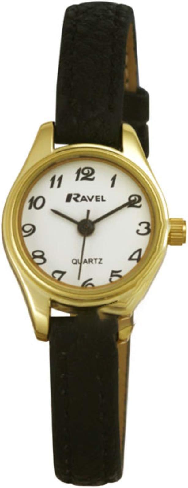 Ravel - Women's Petite Cocktail Watch - Black/Gold Tone : Amazon.co.uk ...