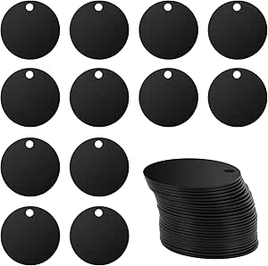 25Pcs Black Stamping Tags Aluminum Blank Tags, Black Round Blank Tags ...