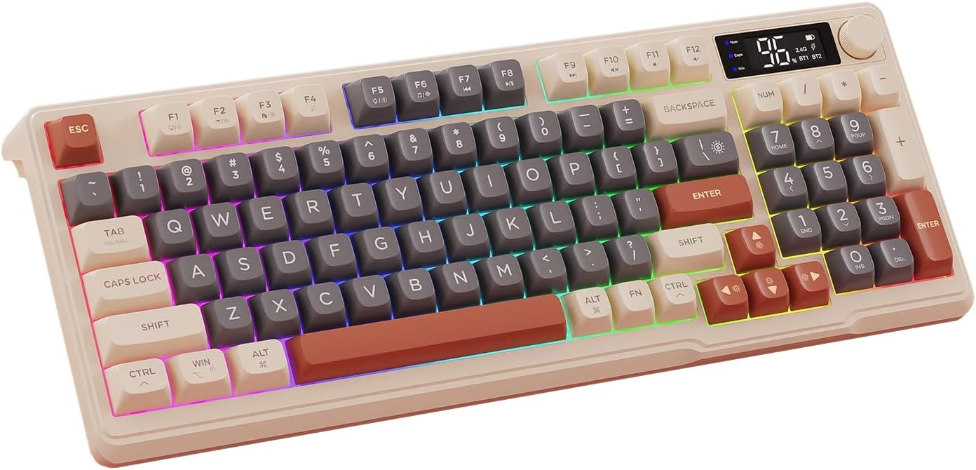 Amazon.com: LexonElec M96 Wireless Gaming Keyboard,Knob Control ...