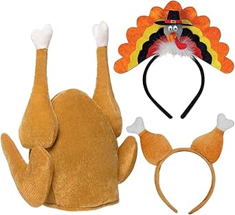 Amazon.com: Asekonc 3 Pack Thanksgiving Turkey Headband Drumsticks ...