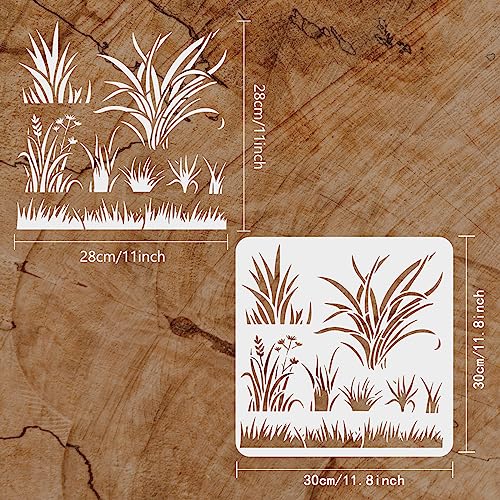 FINGERINSPIRE Grass Stencil for Painting 30x30cm Reusable Reed Grass ...