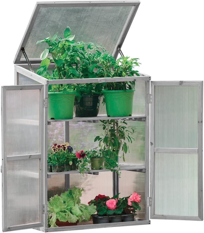 Grey Garden Wooden Timber GroZone Max Growhouse Mini Greenhouse ...