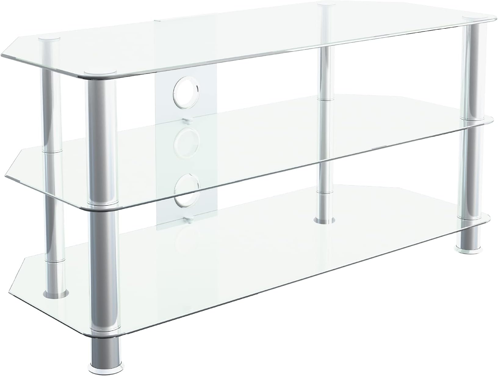 Stealth Mounts 1000mm Clear Glass and Silver Legs TV Stand For 3D/LED ...