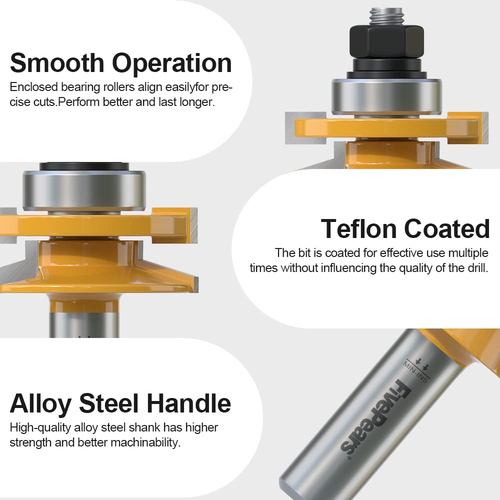 Snapklik.com : Fivepears Bevel Rail And Stile Router Bits Set 1/2 Inch ...