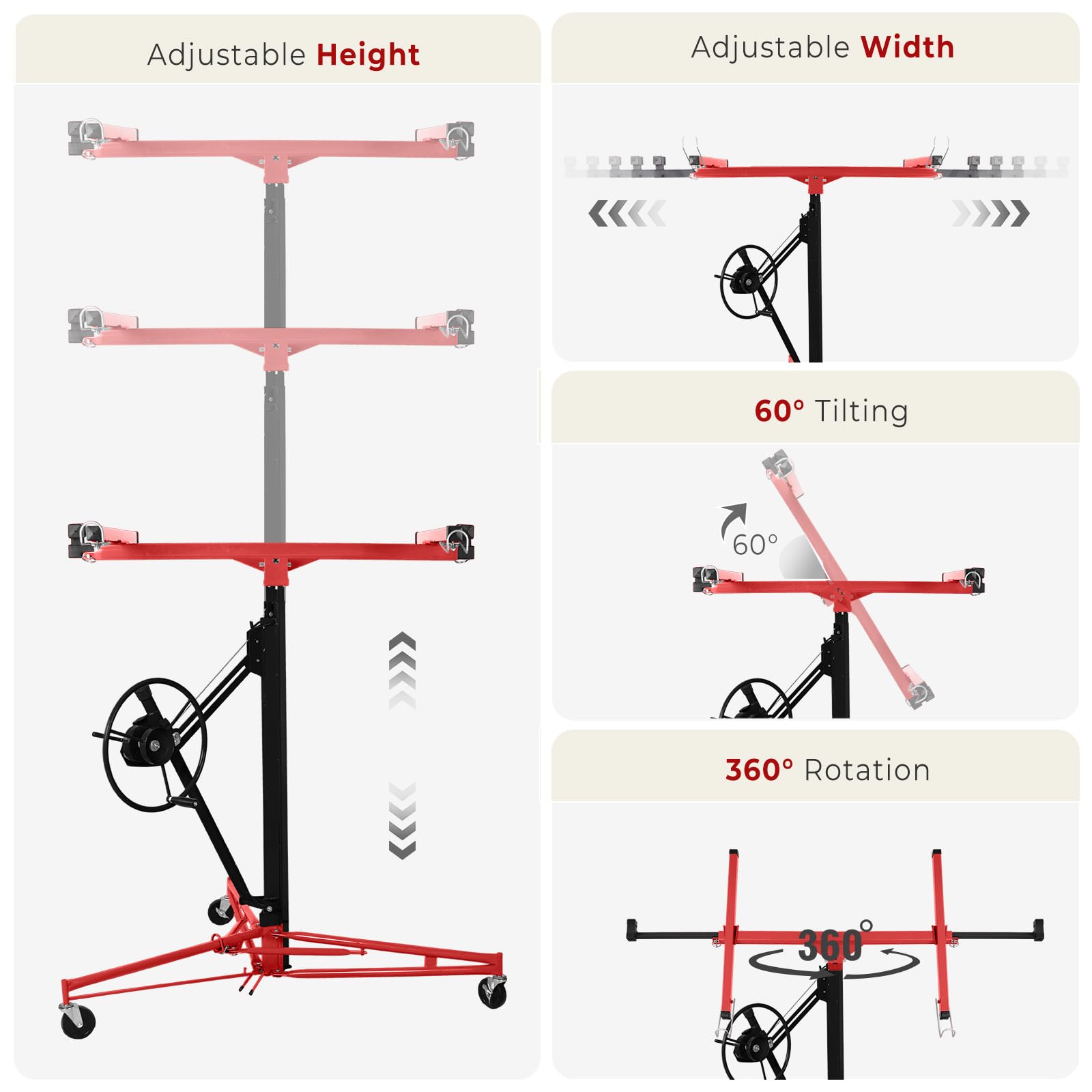 Snapklik.com : Lyromix 11FT Drywall Lift Panel Hoist Dry Wall Rolling ...