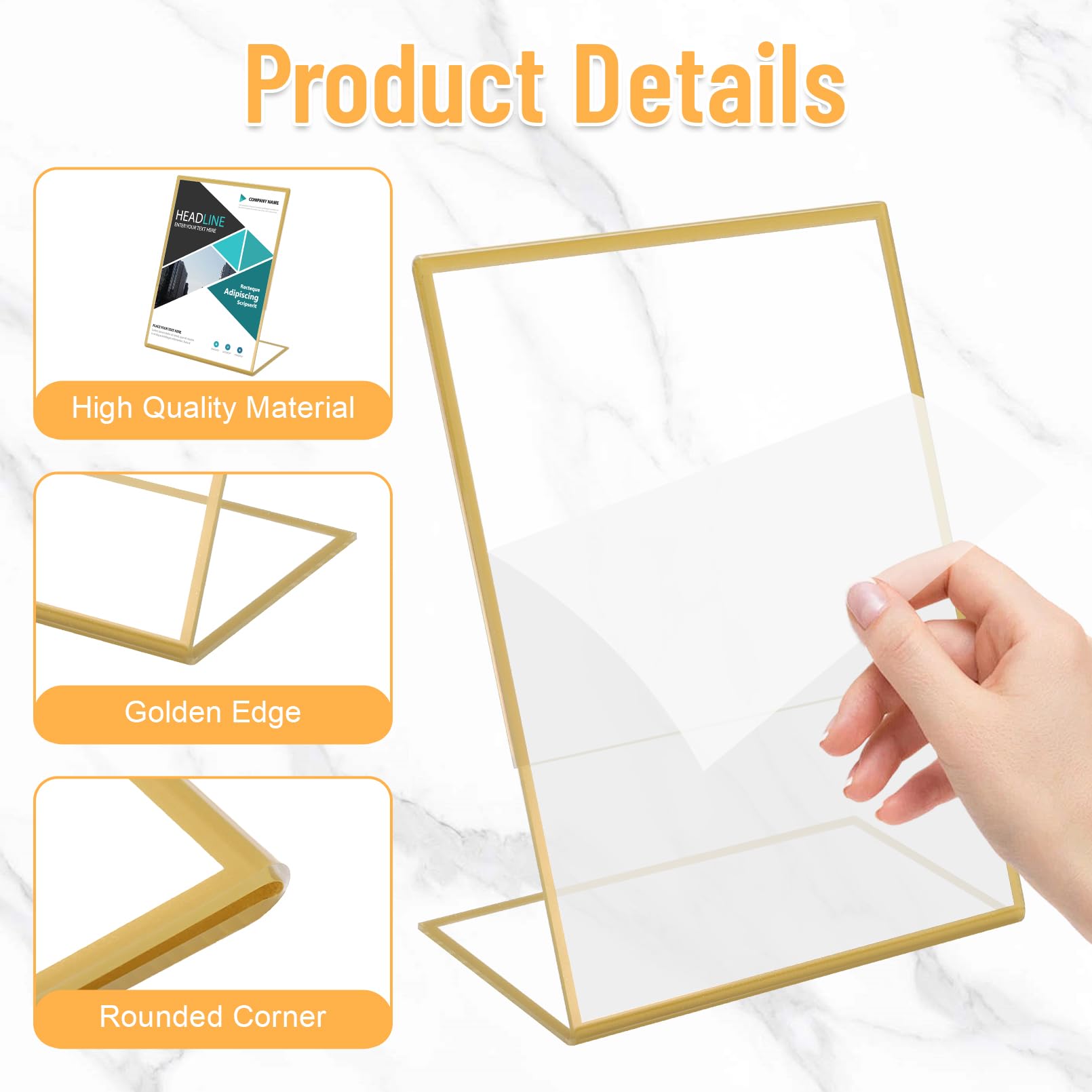 Snapklik.com : COSBAY 6 Pack Acrylic Sign Holders,4 X 6 Acrylic Gold ...