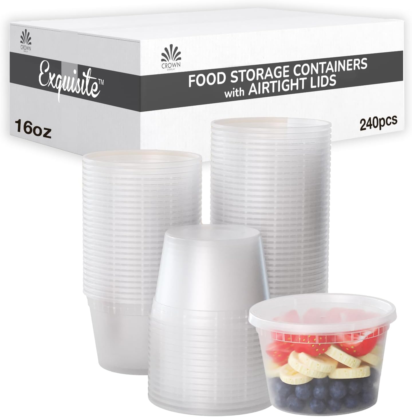 Amazon.com: Disposable 16 oz Plastic Containers With Lids - 240 Of Each ...