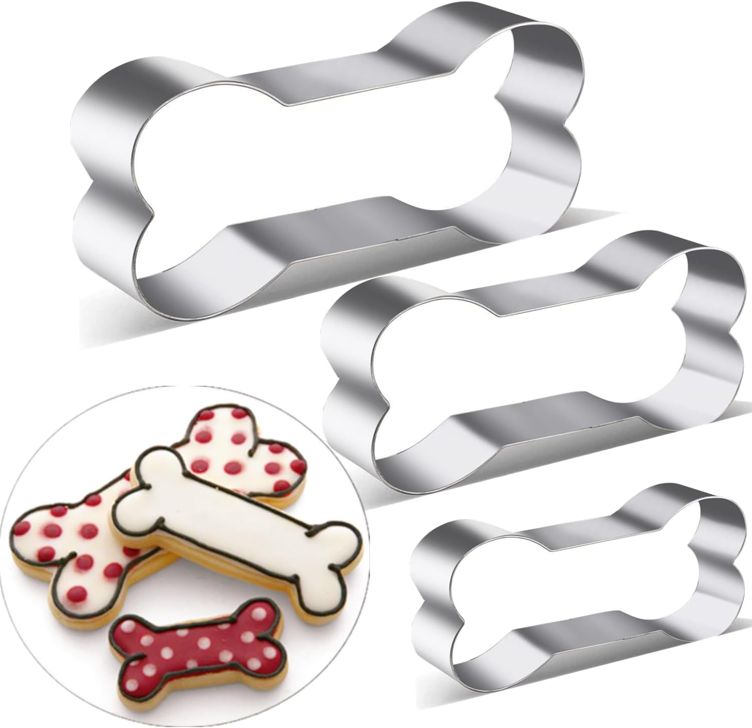 Amazon.com: Stainless Steel Metal Dog Bone Shape Cookie Cutter Set ...