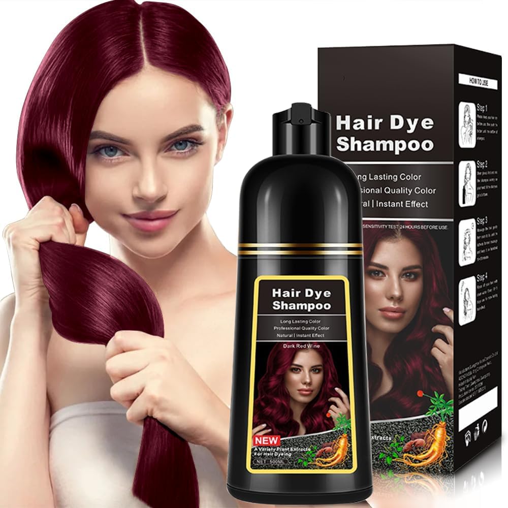 Amazon.com : 3 In1 Wine Red Hair Dye Shampoo, Hair Color Shampoo For ...
