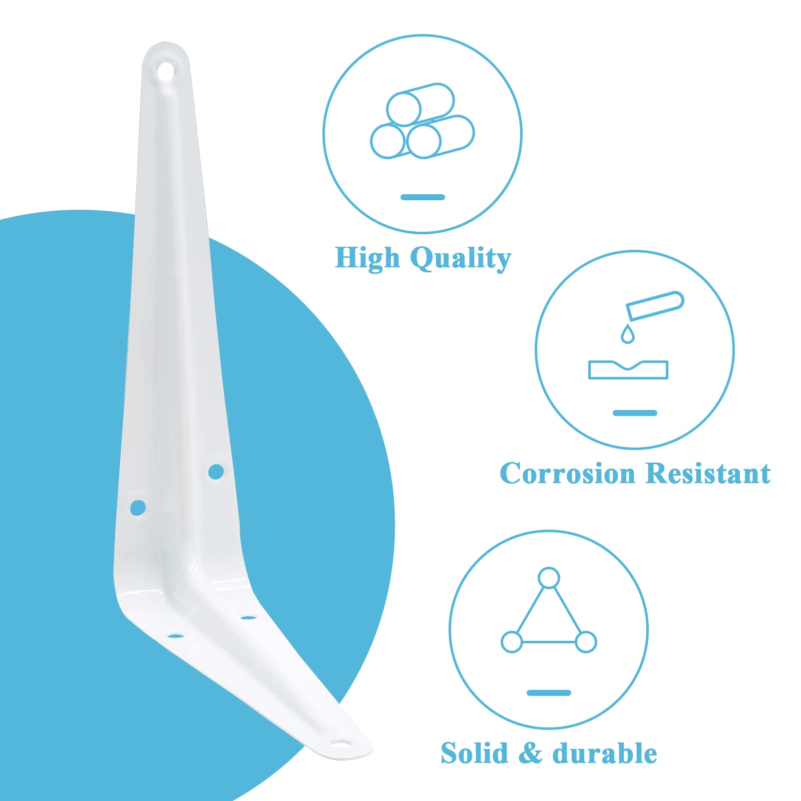 Snapklik.com : Uenhoy 10 Pack White Shelf Brackets 8 Inch Metal ...