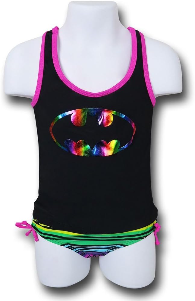 Amazon.com: DC Comics Batman Metallic Logo Girls Tankini Swimsuit (6/6X ...