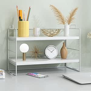 Amazon.com: Desktop Organizer Shelf，Adjustable 2-Tier Organizer Storage ...