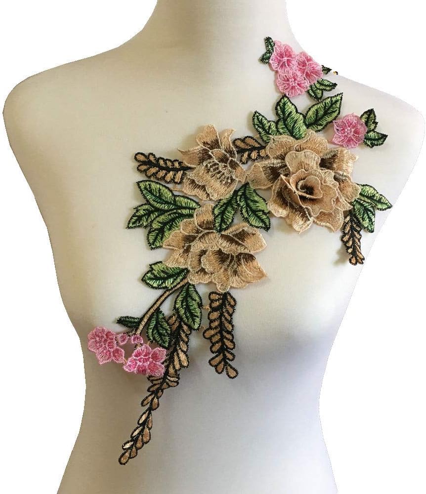 Amazon.com: Flowers Embroidered Patch Sticker for Clothing Jacket Jeans ...