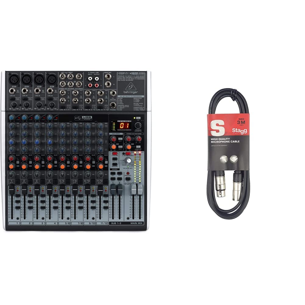 Behringer XENYX X1622USB Premium 16-Input 2/2-Bus Mixer with XENYX Mic ...