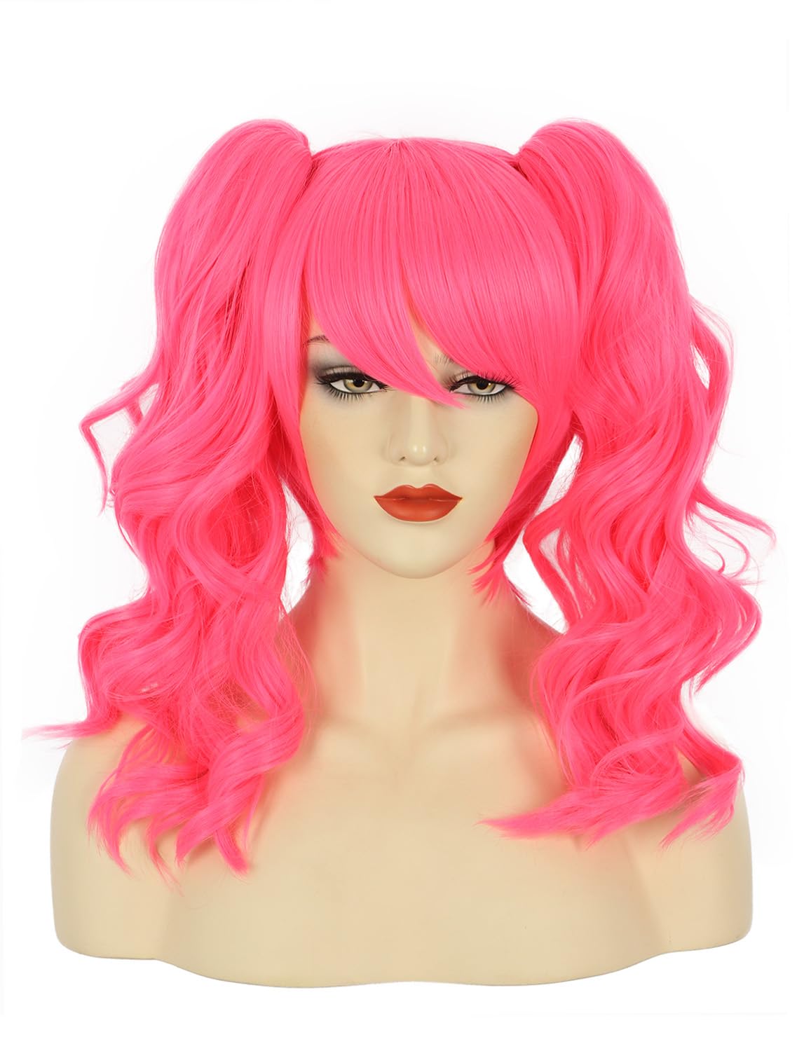 Amazon.com: karlery Women's Long Ponytail Hot Pink Wig Lolita Clip In ...
