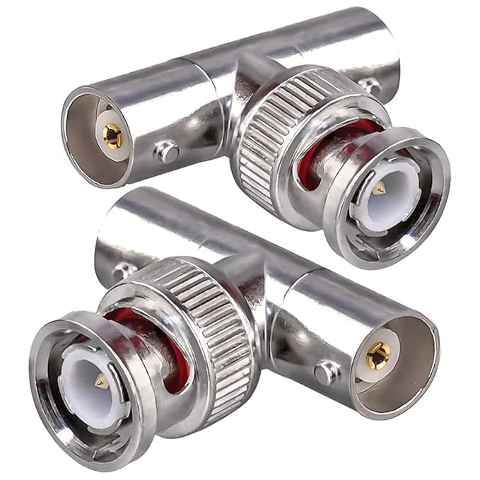 Buy NETBOON BNC Male to Dual BNC Female T Shape Adapter for RF Coaxial Cable Security CCTV DVR ...