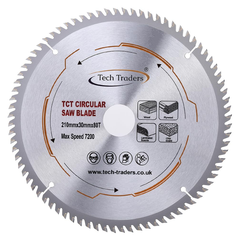Tech Traders TCT Circular Wood Saw Blade 210mm x 30mm x 80T for Festool ...