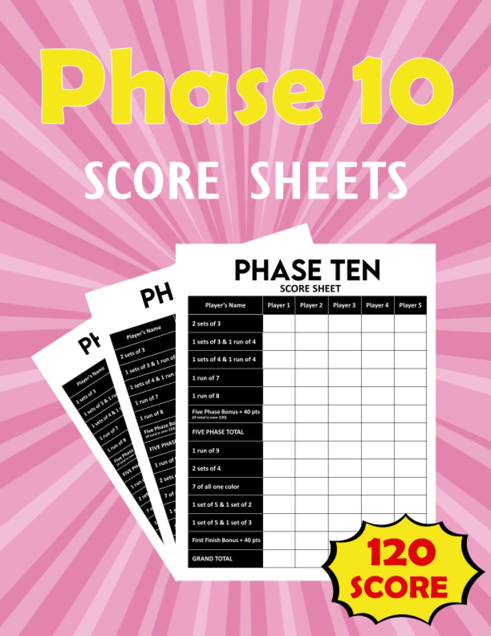 Buy Phase 10 Score Sheets: Phase 10 Card Game for Adults, Phase 10 ...