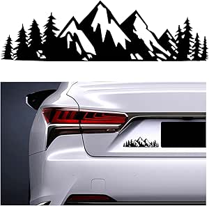 Amazon.com: Ziciner Vinyl Snow Mountain Tree Decal Sticker, Waterproof ...