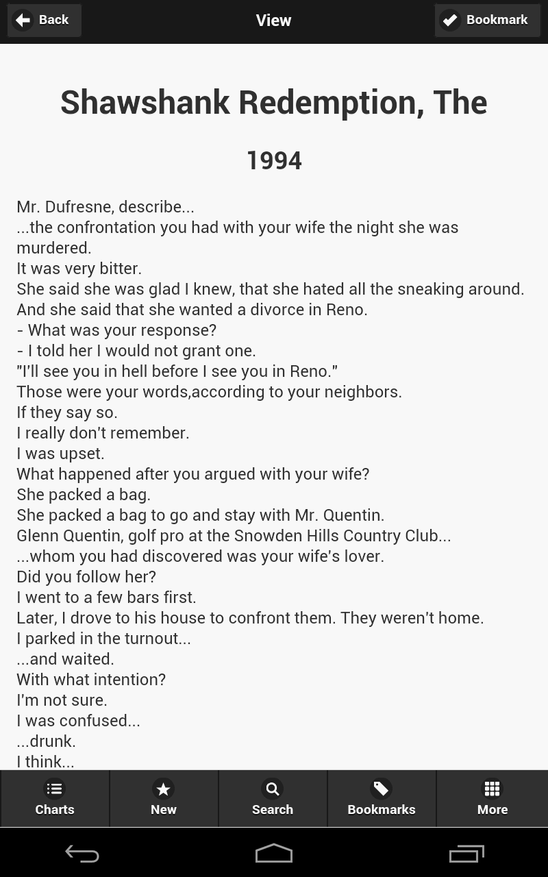 Movie Transcript Database - App on the Amazon Appstore