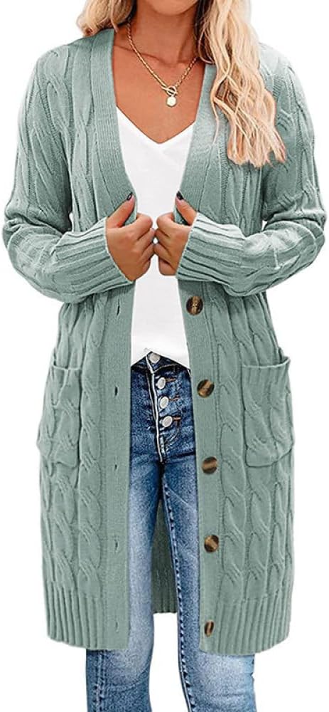 HGJH Womens Cardigan,Women'S Cable Knit Cardigan Open Front Long Cardigan Baggy Long Sleeve ...