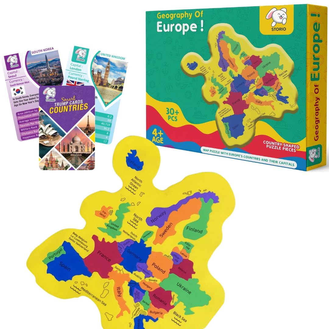Buy Storio EVA Foam Geography of Europe Map Puzzles for Kids With Trump ...