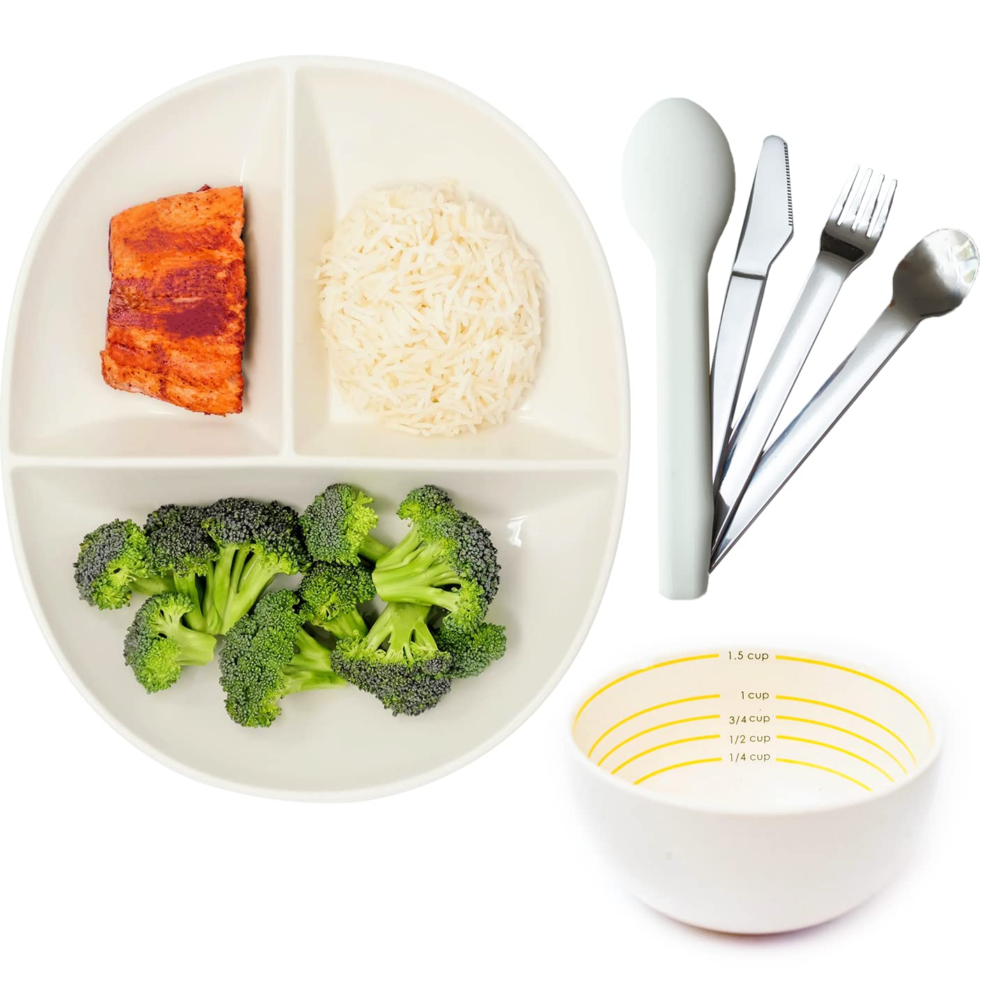 Amazon.com: Uba Portion Control Plate, Bowl & Flatware Set for Healthy ...