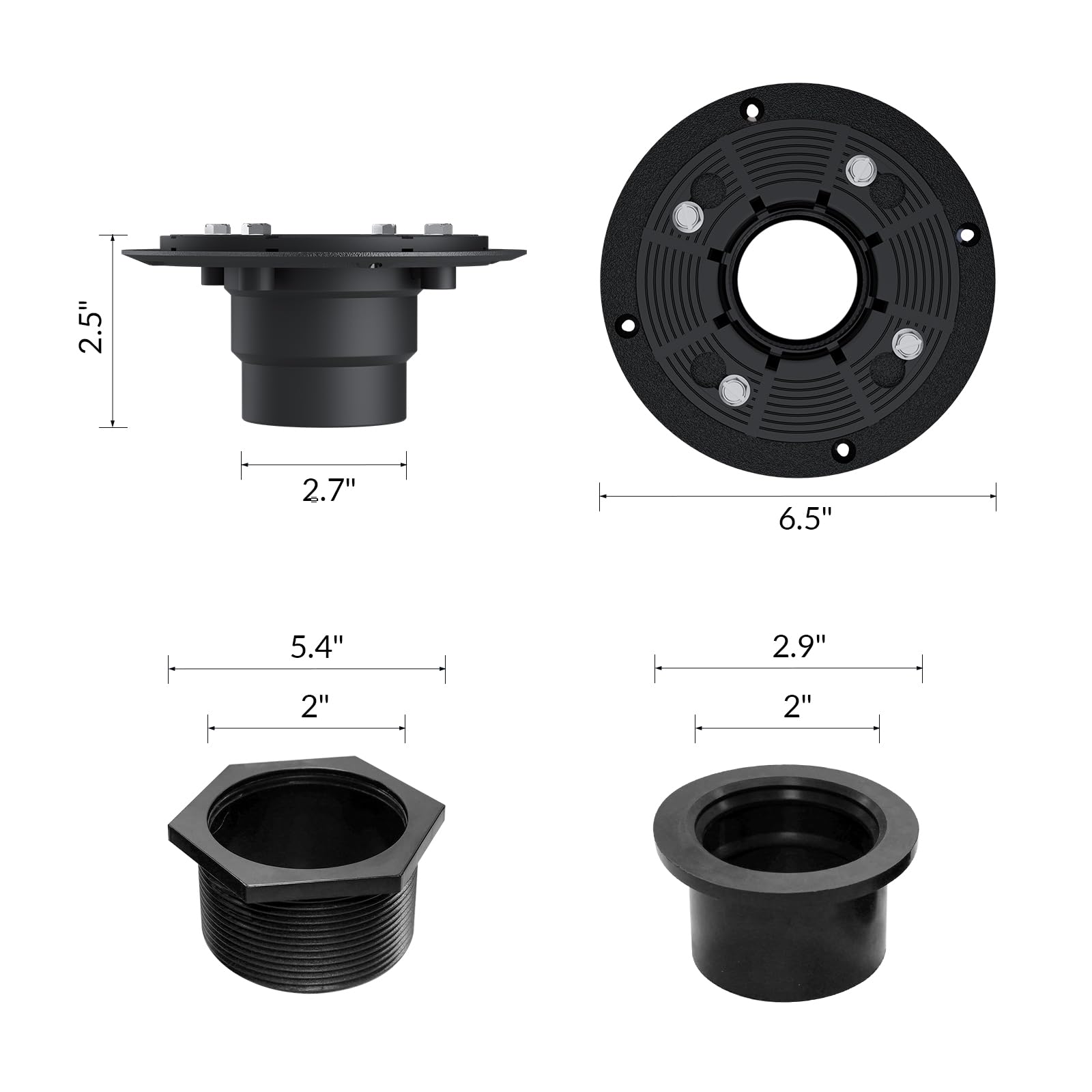Snapklik.com : Merranox 2-inch Shower Drain Base Flange ABS Material ...