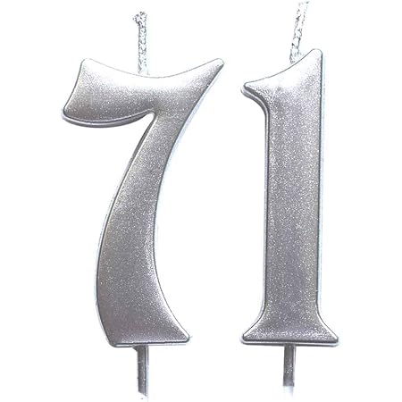 Amazon.com: MAGJUCHE Silver 71st Birthday Numeral Candle, Number 71 ...