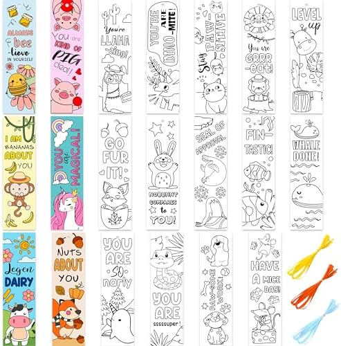 Amazon.com: BZaber Coloring Your Own Animals Bookmarks - Lion Elephants ...