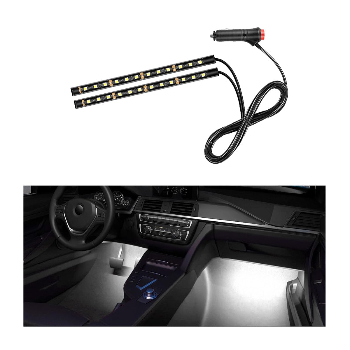 Amazon.com: Sylvil Car LED Strip Light, 24 LEDs RGB Neon Interior ...