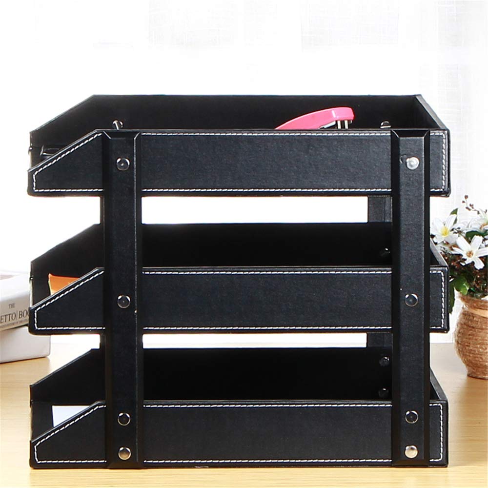 Buy Arniche Leather Desk Supply Organizer,3-Tier Stacking Easy to ...