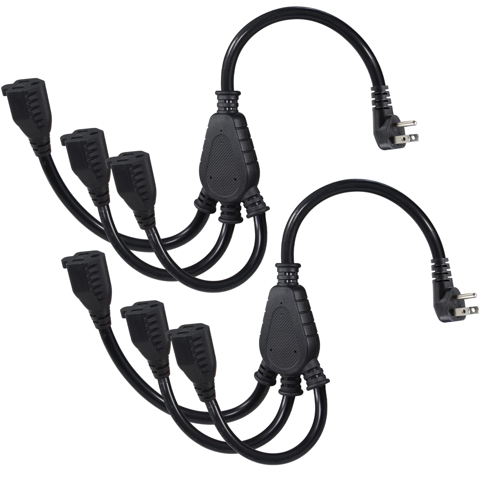 Snapklik.com : KUNCAN 3-Outlet Extension Splitter Cord - Black 2-Pack ...