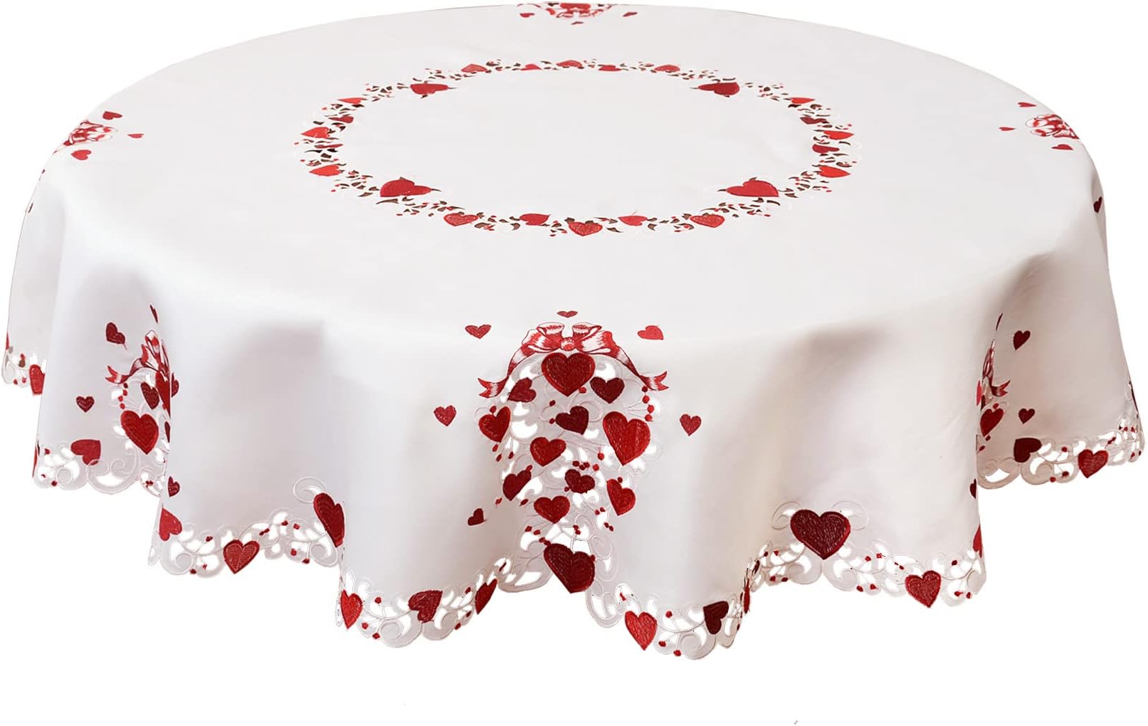 Amazon.com: Creative Linens Embroidered Red Hearts Placemats, Table ...
