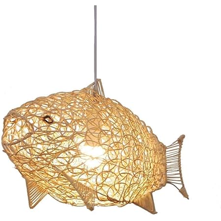 Woven Pendant Light Boho Chandelier Fish-Shaped Rustic Farmhouse ...