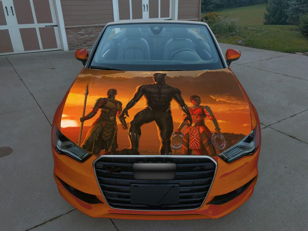 Amazon.com - Stikka Car Hood Vinyl Wrap Color Graphics Decal Black ...