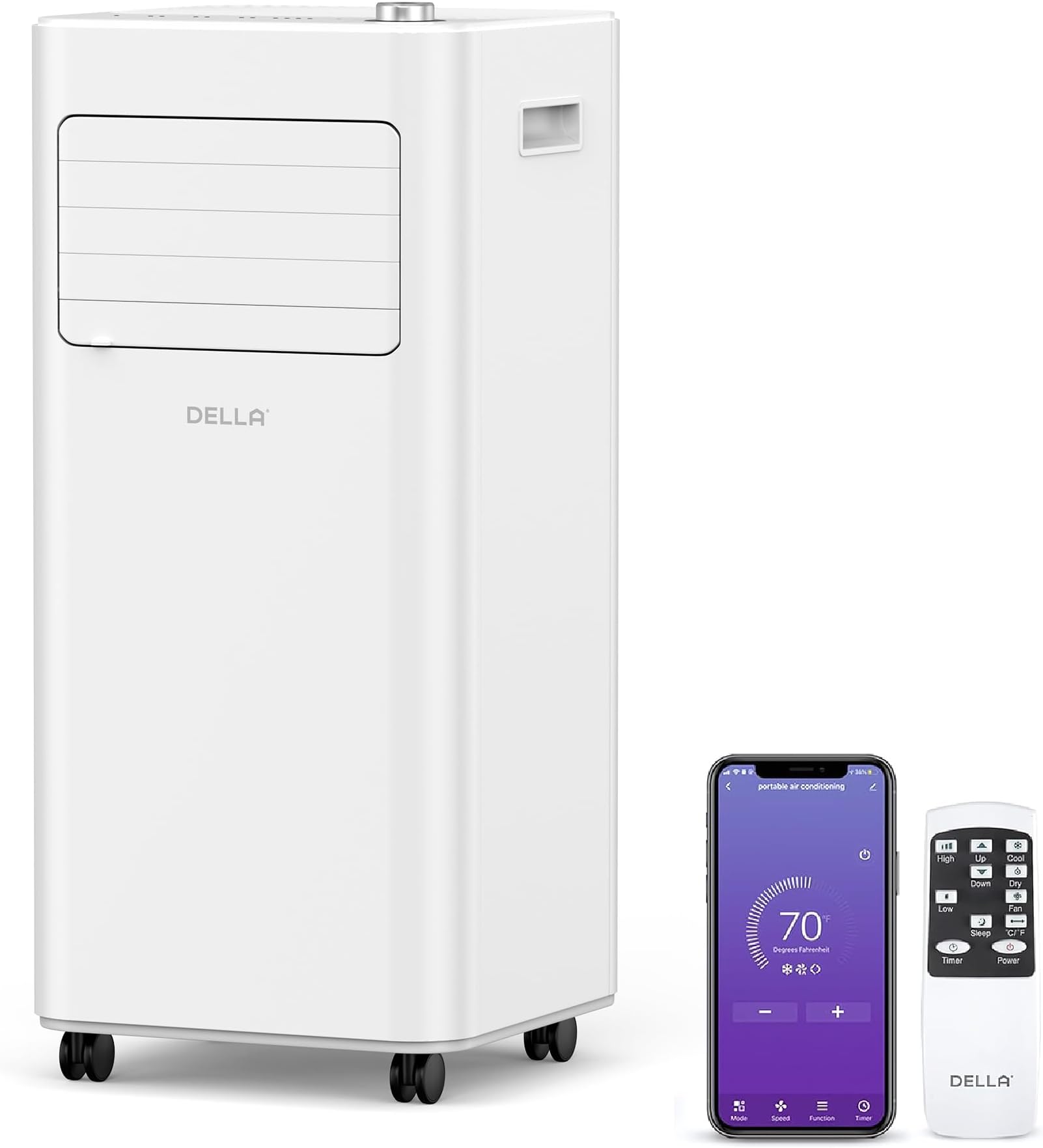 Amazon.com: DELLA 14000 BTU with Heat Pump Smart WiFi Enabled Portable ...
