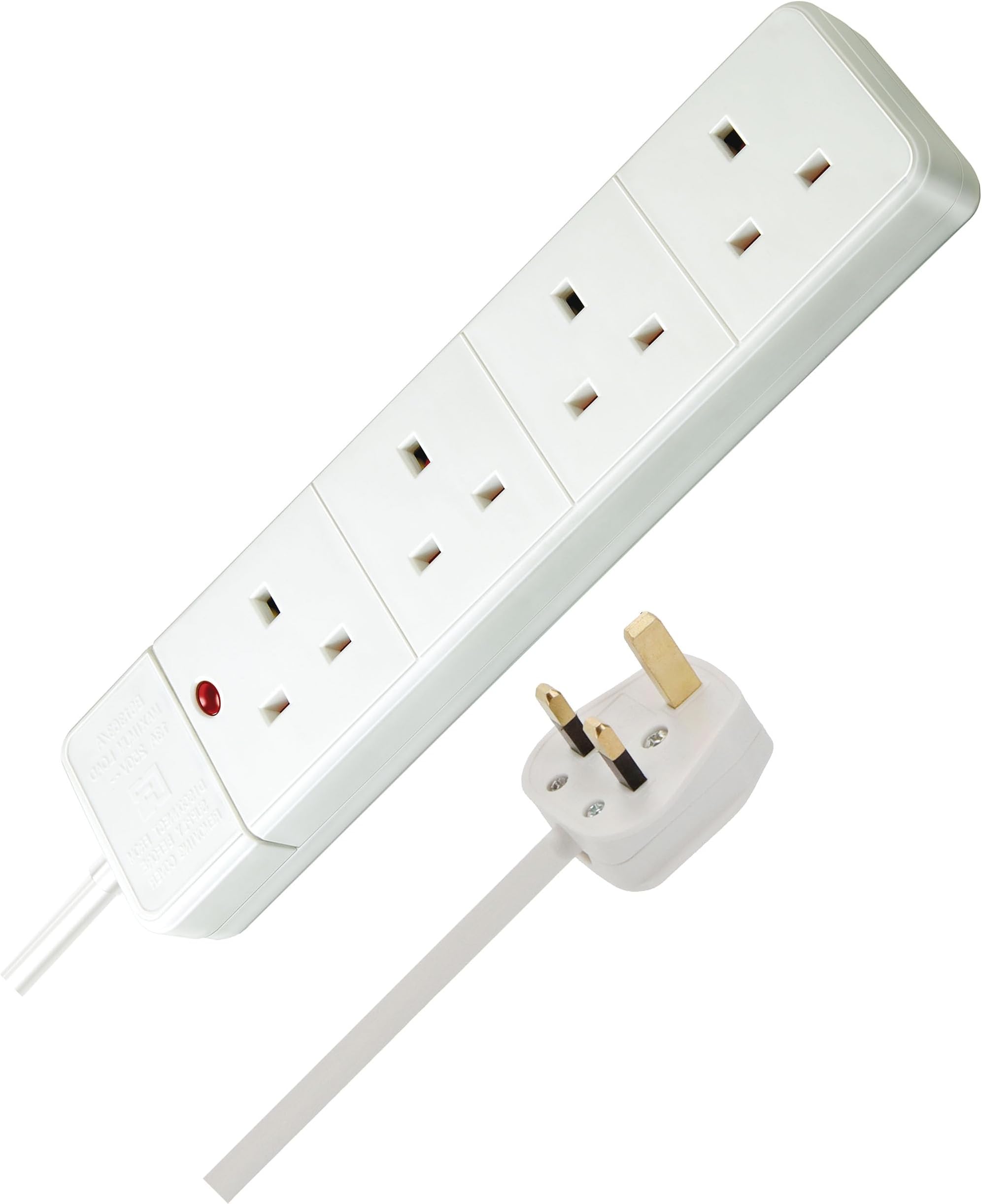Brennenstuhl 4-Way Extension Lead with neon indicator (2m cable, Power ...